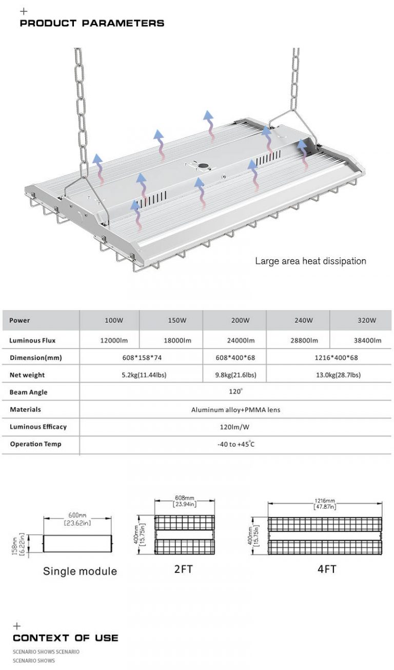 Linear LED Light 90W 5000K 12,600Lm with 120-277VAC for Industrial ...