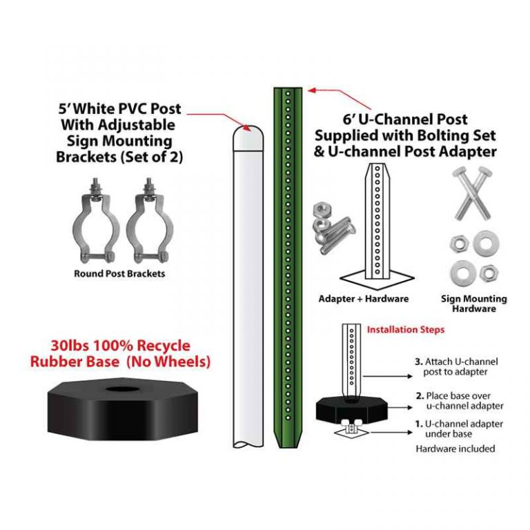 Portable Sign Stand with 5' PVC or 6' U-Channel Post - BBIER®