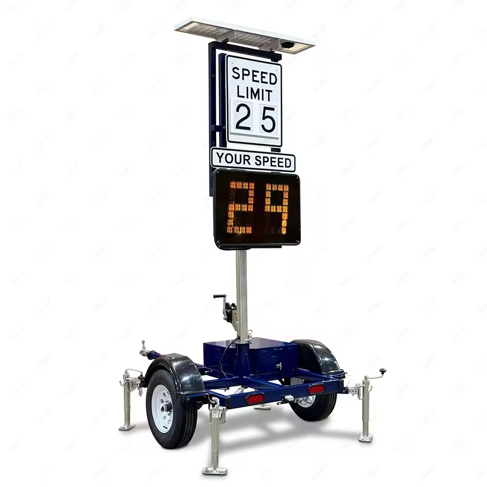 Portable Solar Road Narrowing Warning Traffic Sign IP54 300mm Visual ...
